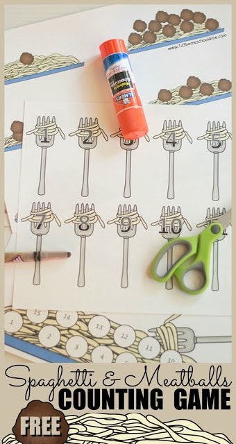 FREE Spaghetti and Meatballs Counting Game | Free Homeschool Deals