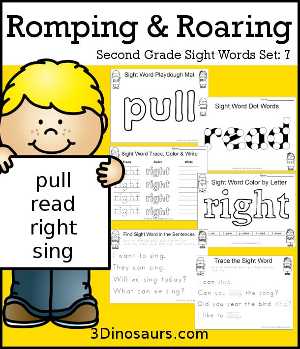 FREE Romping & Roaring 2nd Grade Sight Word Set 7 | Free Homeschool Deals