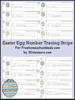 FREE Easter Egg Number Tracing Strips (Instant Download) | Free ...