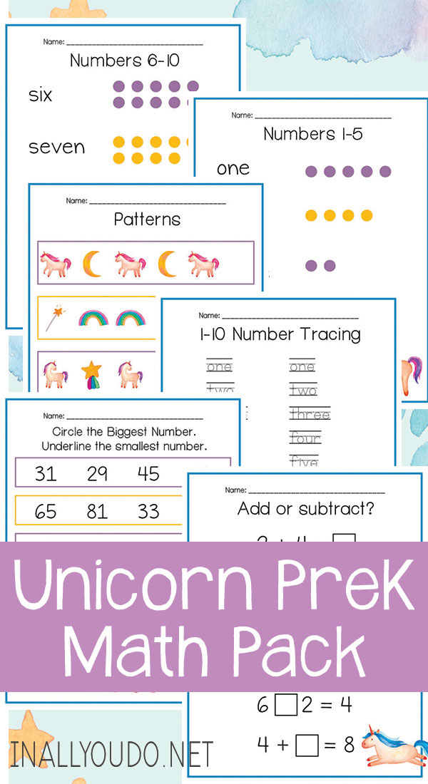 FREE Unicorn Pre-K Math Pack | Free Homeschool Deals