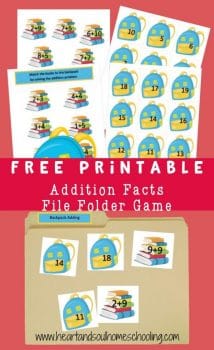 FREE Addition File Folder Game | Free Homeschool Deals