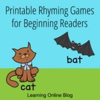 FREE Beginning Reader Rhyming Games Printable | Free Homeschool Deals
