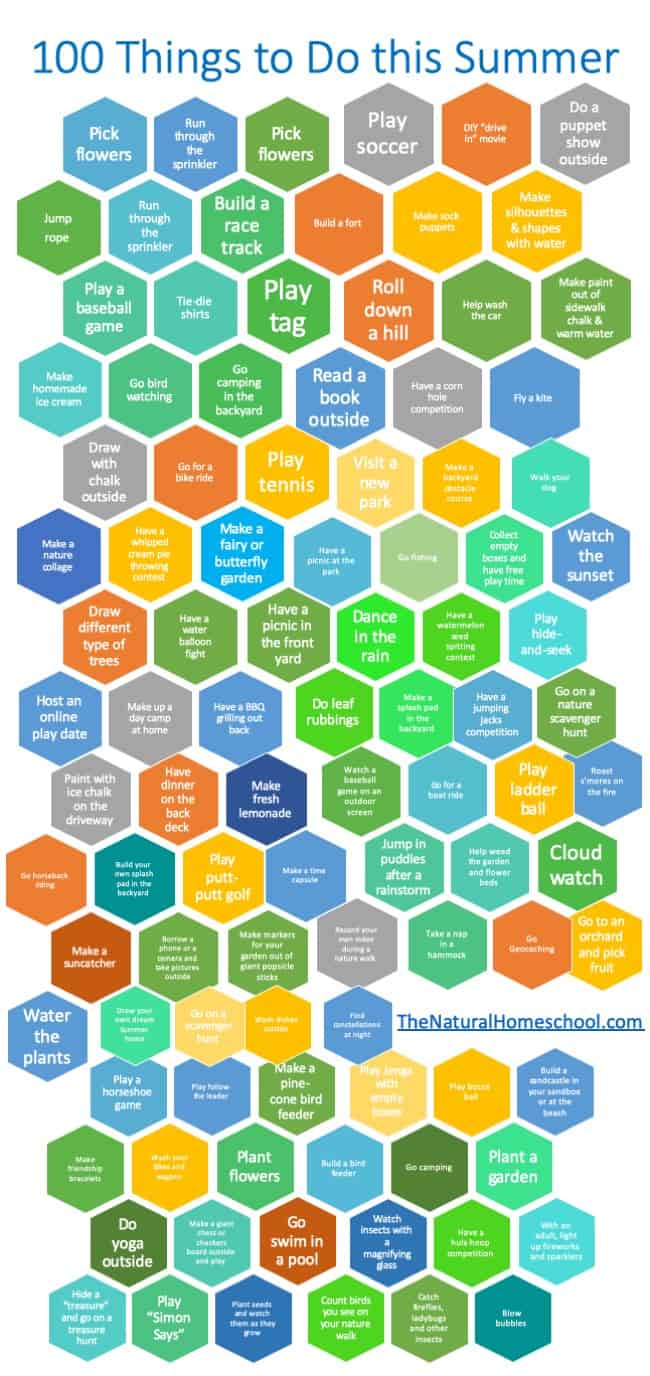 FREE Printable of 100 Things to Do this Summer | Free Homeschool Deals