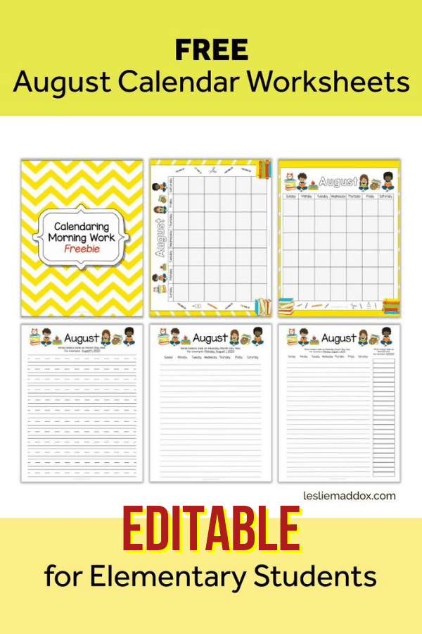 FREE August Morning Work Calendar | Free Homeschool Deals