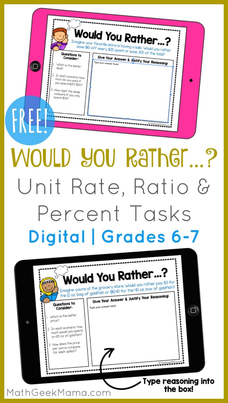 FREE Digital Ratio and Percent Resource | Free Homeschool Deals