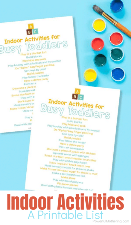 FREE Printable Indoor Activities List | Free Homeschool Deals