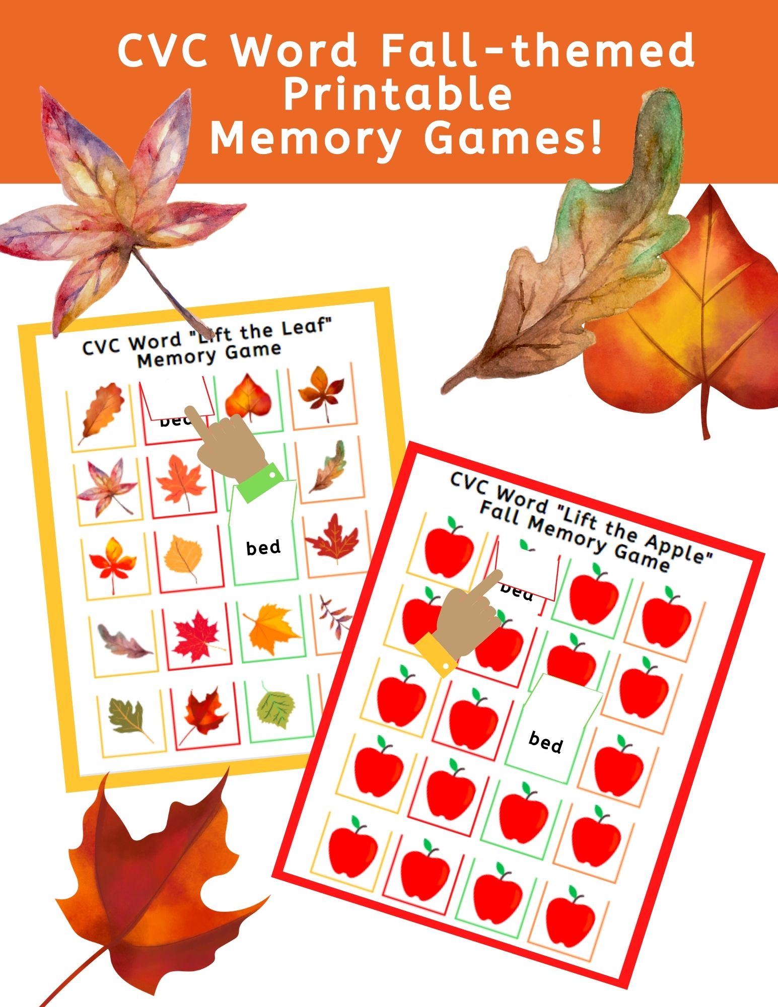 FREE CVC "Lift the Flap" Fall Printable Memory Games! | Free Homeschool ...