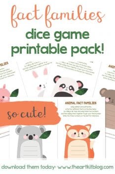 FREE Fact Families Dice Game | Free Homeschool Deals