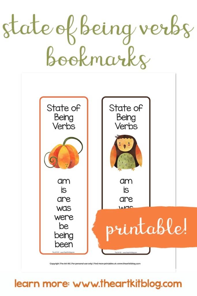State of Being Verbs FREE Fall Bookmarks | Free Homeschool Deals