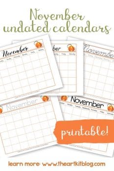 Free Undated November Calendars | Free Homeschool Deals