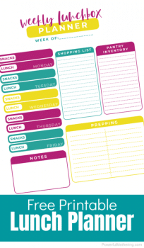 Free Weekly Kids Lunch Planner | Free Homeschool Deals