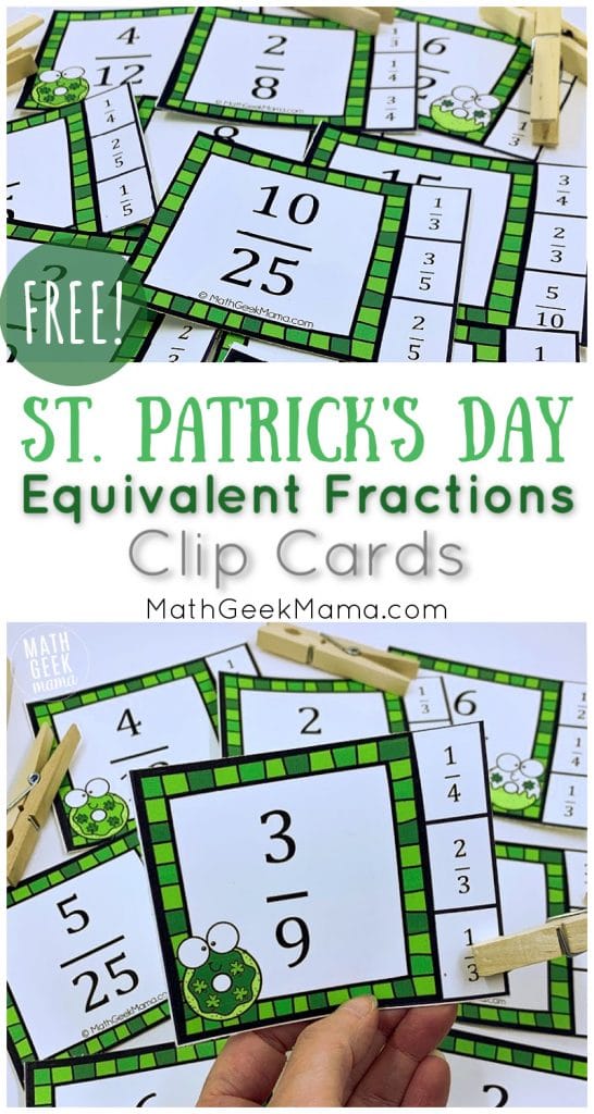 FREE Shamrock Fraction Clip Cards | Free Homeschool Deals