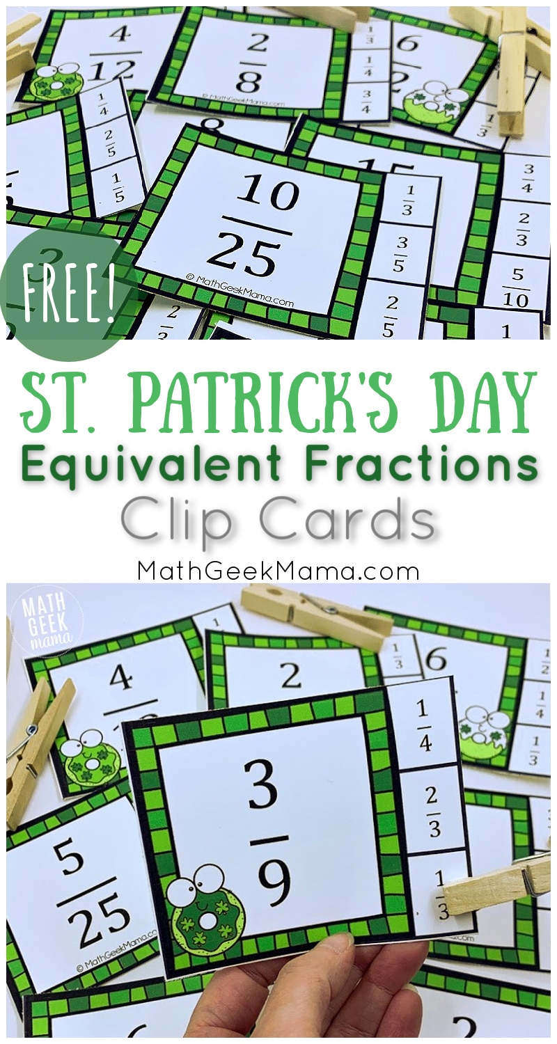 FREE Shamrock Fraction Clip Cards | Free Homeschool Deals