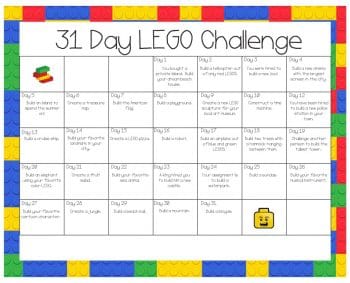 Free Printable 31-Day LEGO Challenge (instant download!)