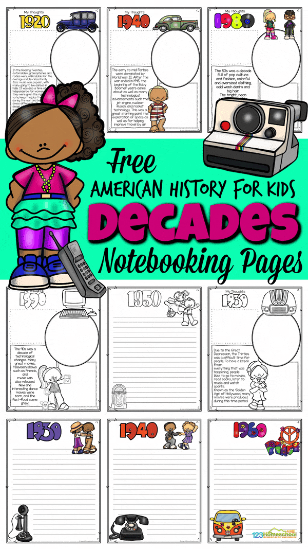 American Decades Notebooking Pages | Free Homeschool Deals