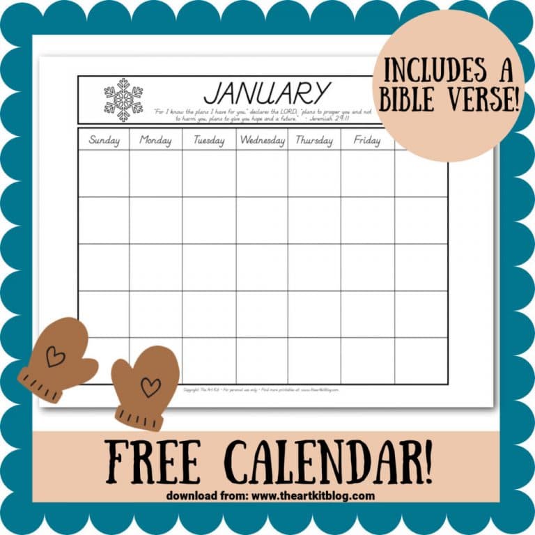 Printable January Calendar | Free Homeschool Deals