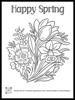 Happy Spring Coloring Page | Free Homeschool Deals
