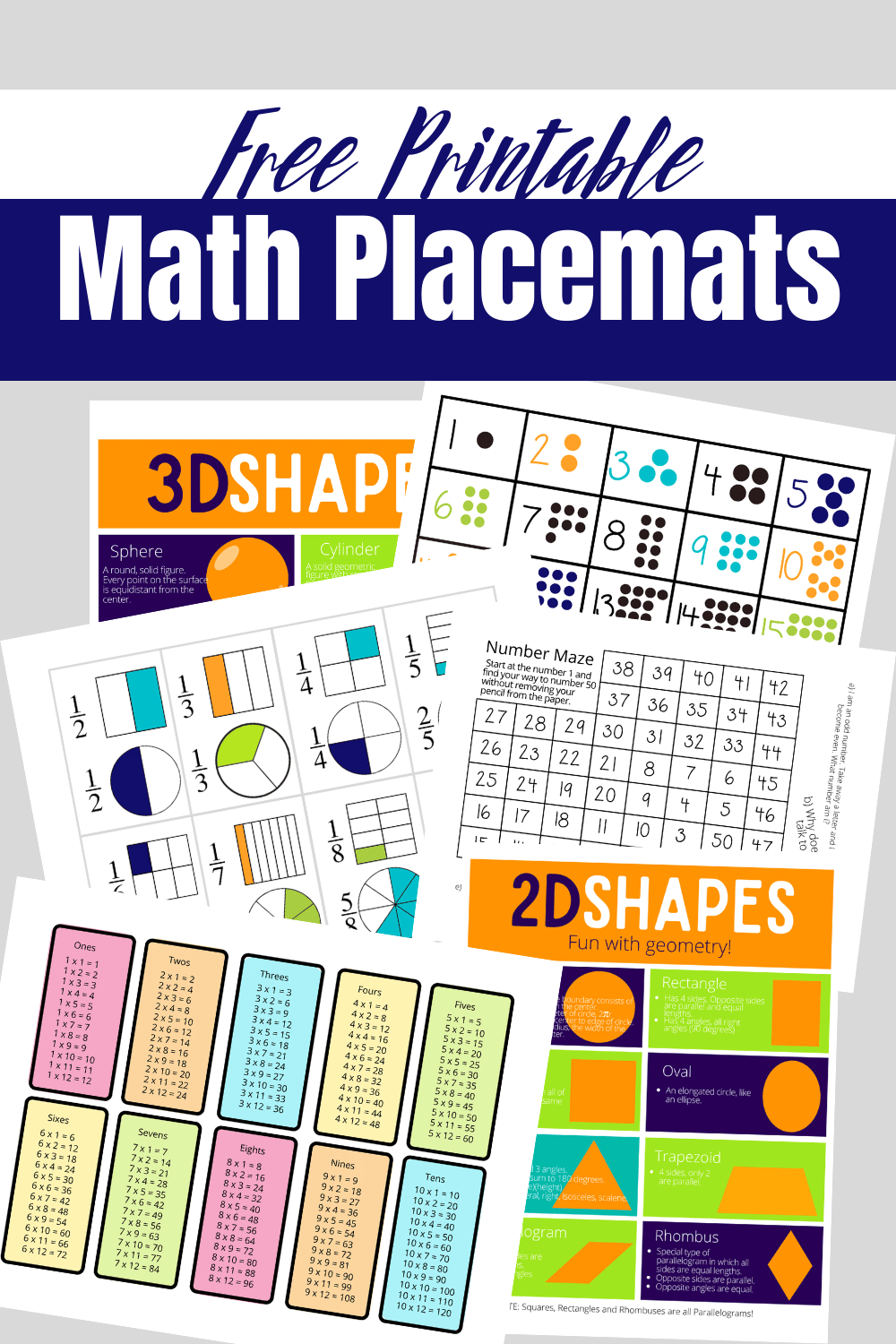 Math Placemats | Free Homeschool Deals