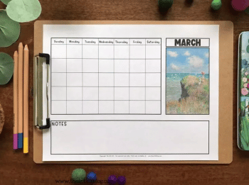 Monet Calendar Pages | Free Homeschool Deals