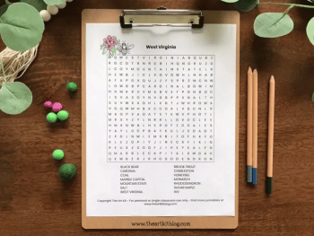 West Virginia Word Search Page | Free Homeschool Deals