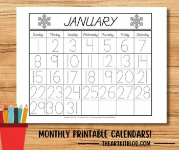 January Calendar Coloring Page | Free Homeschool Deals
