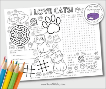 Cat Activity Free Printable Worksheet | Free Homeschool Deals
