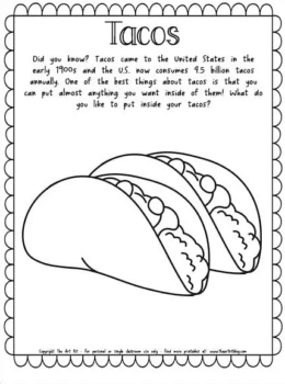 Taco Fun Fact Coloring Page | Free Homeschool Deals