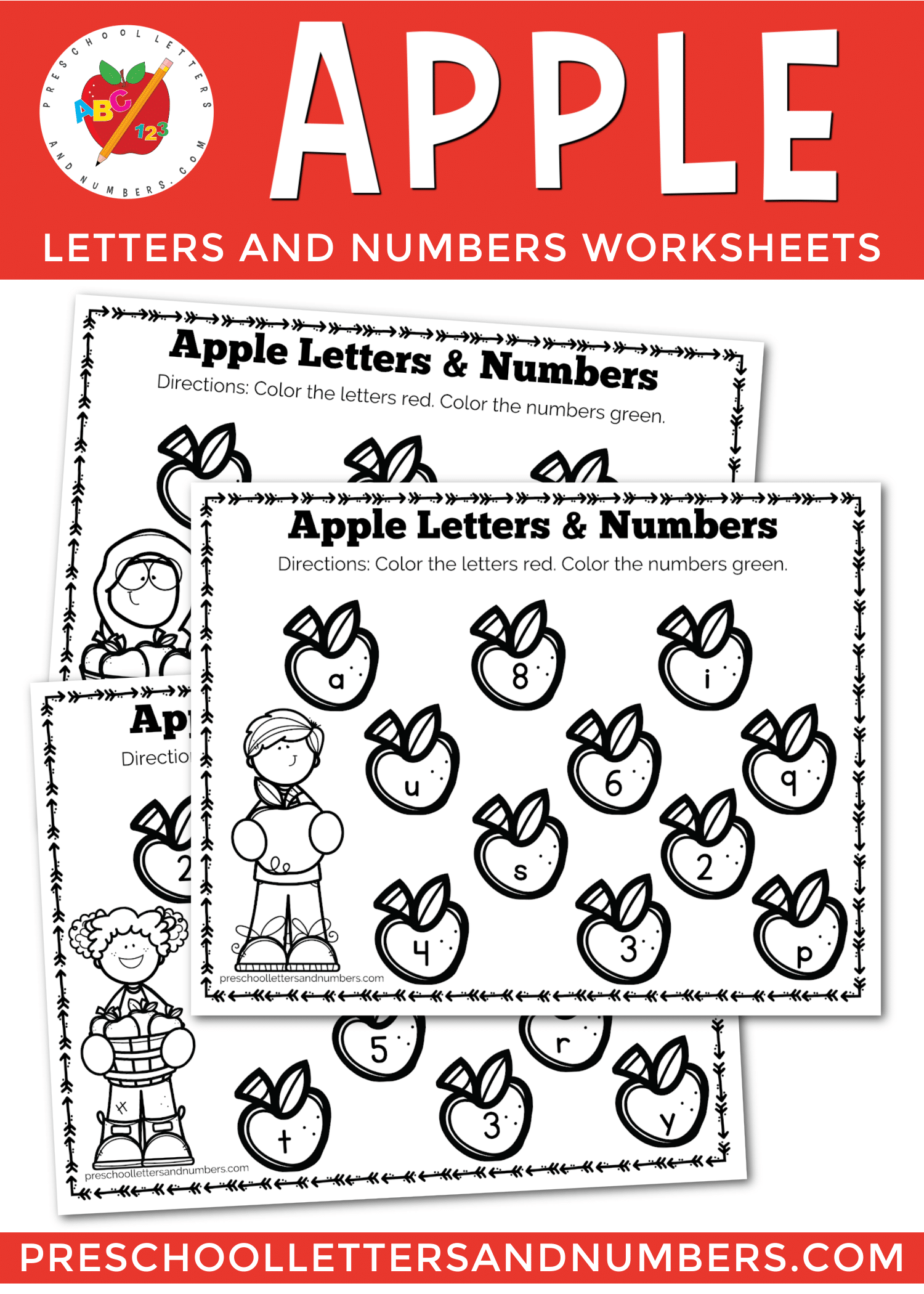 Apple Letters and Numbers Worksheets | Free Homeschool Deals