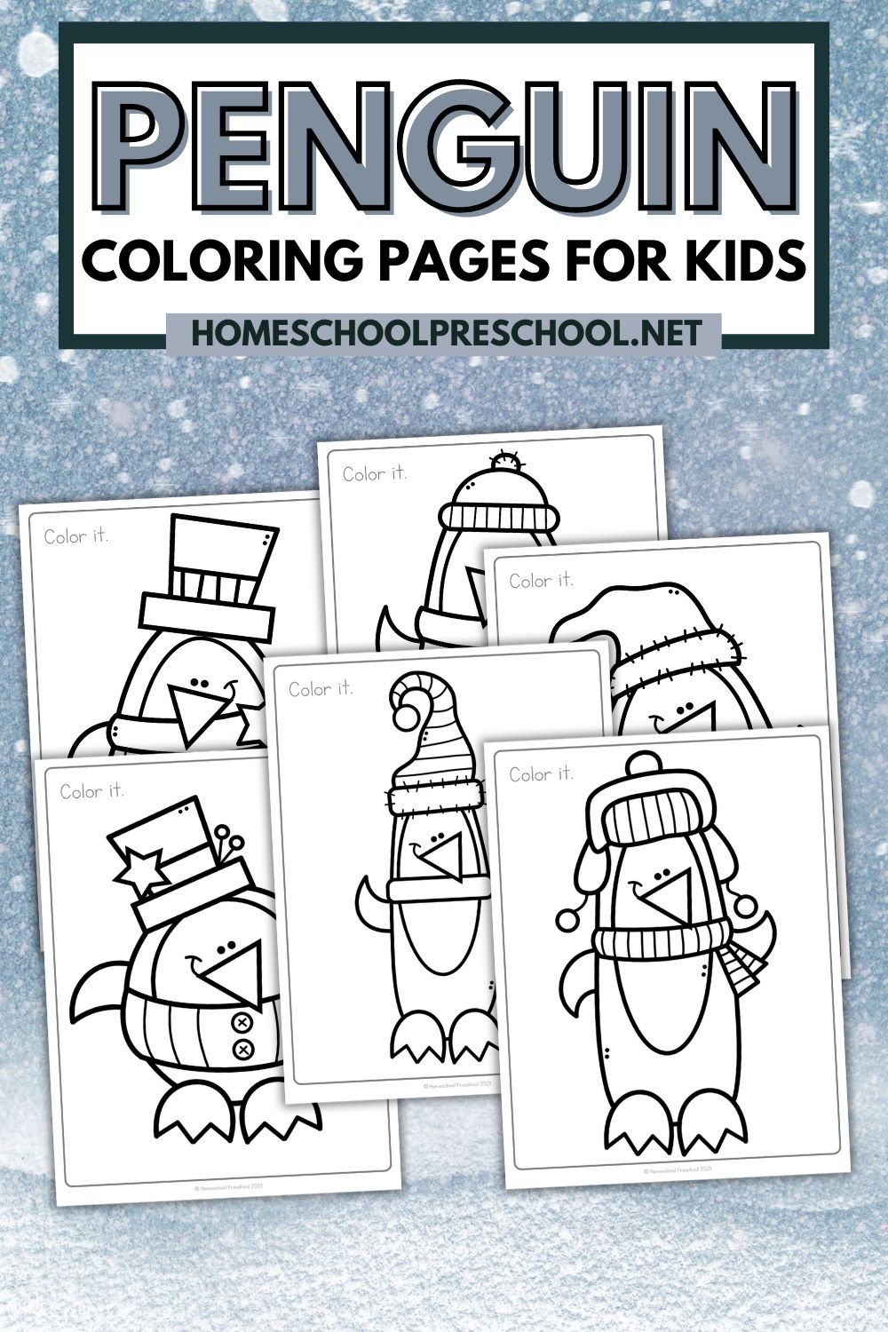 Winter Penguin Coloring Sheets