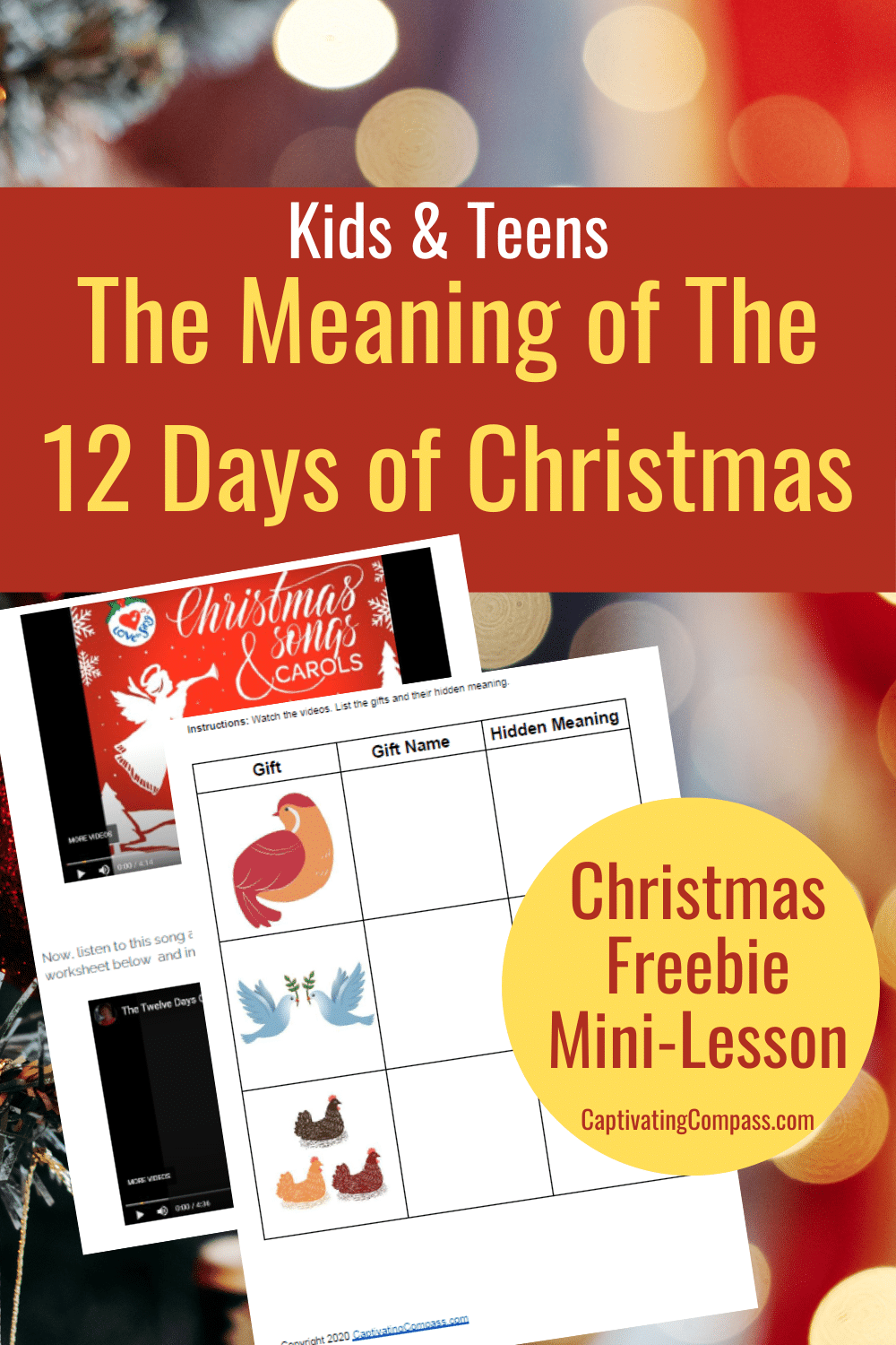 The Meaning of The 12 Days of Christmas Free Mini-Lesson | Free ...
