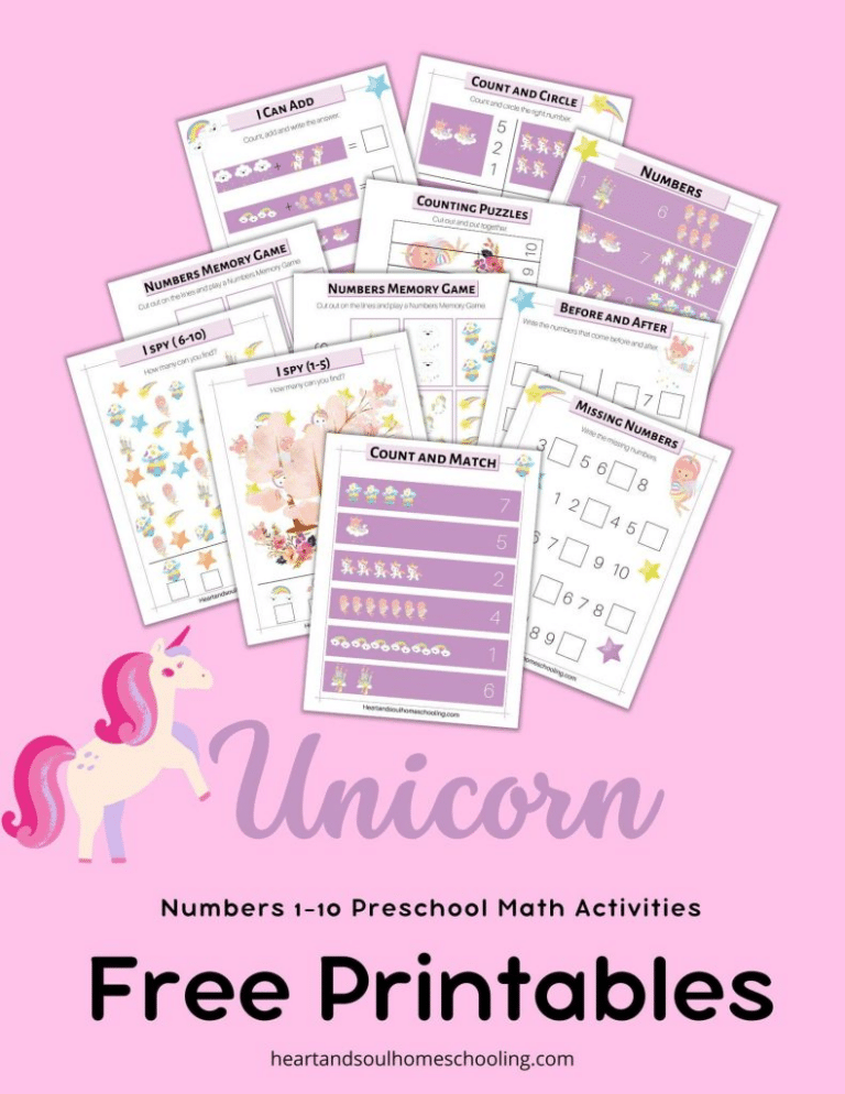 Unicorn Preschool Math Activities | Free Homeschool Deals