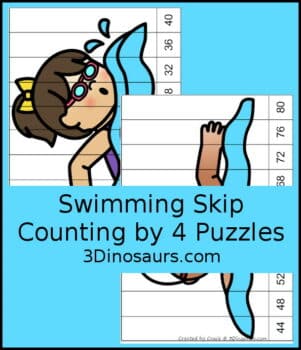 Swimming Skip Counting By 4 Puzzle Printables | Free Homeschool Deals