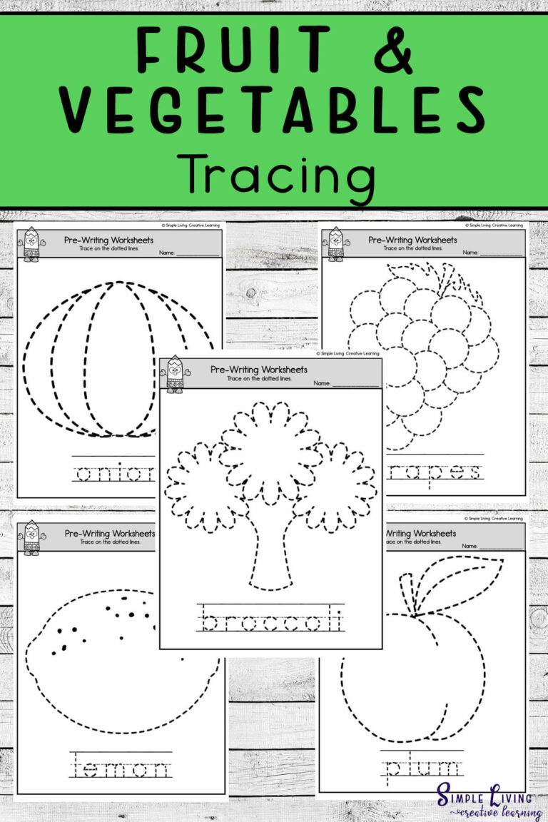 Fruit and Vegetable Tracing Worksheets | Free Homeschool Deals