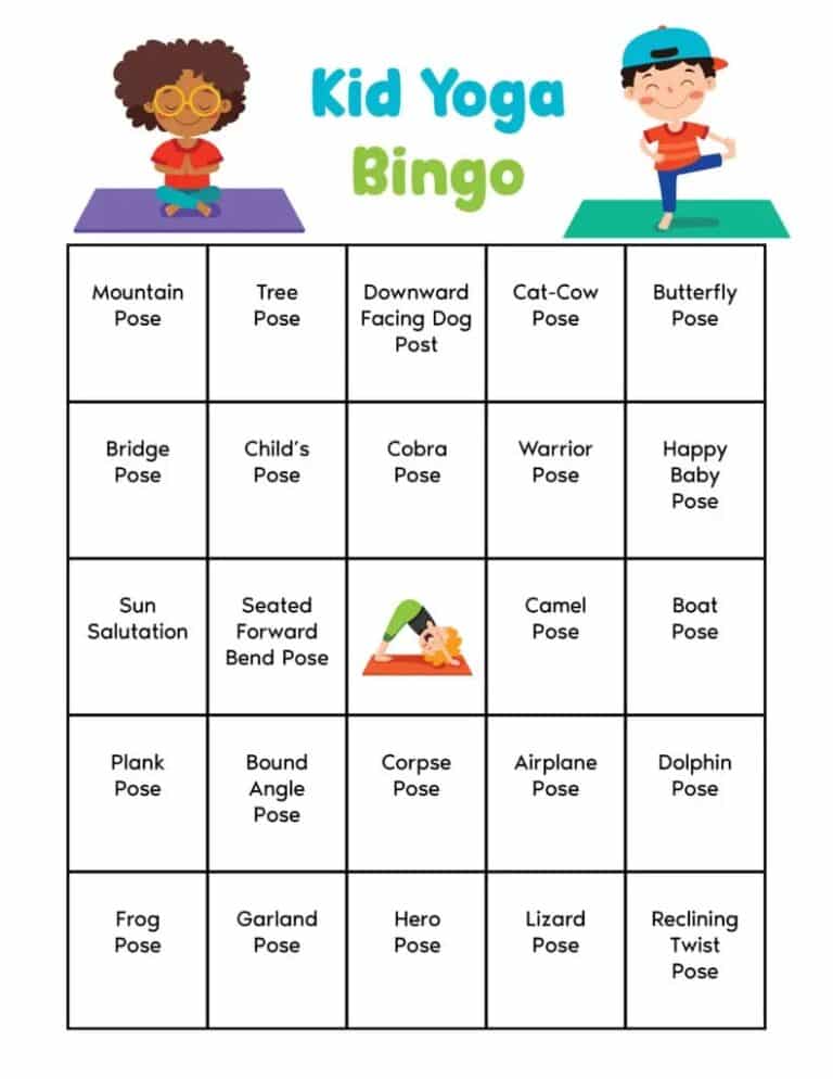 Yoga Bingo for Kids Free Printable | Free Homeschool Deals