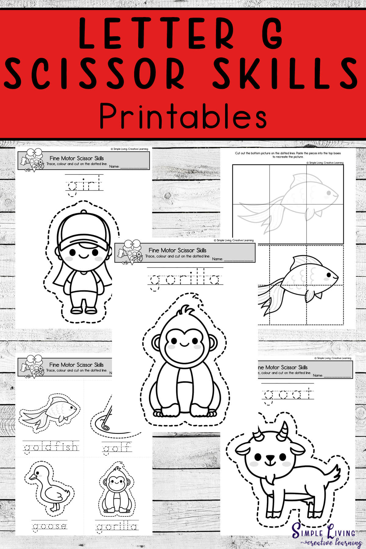 Letter G Scissor Skills Practice Worksheets | Free Homeschool Deals