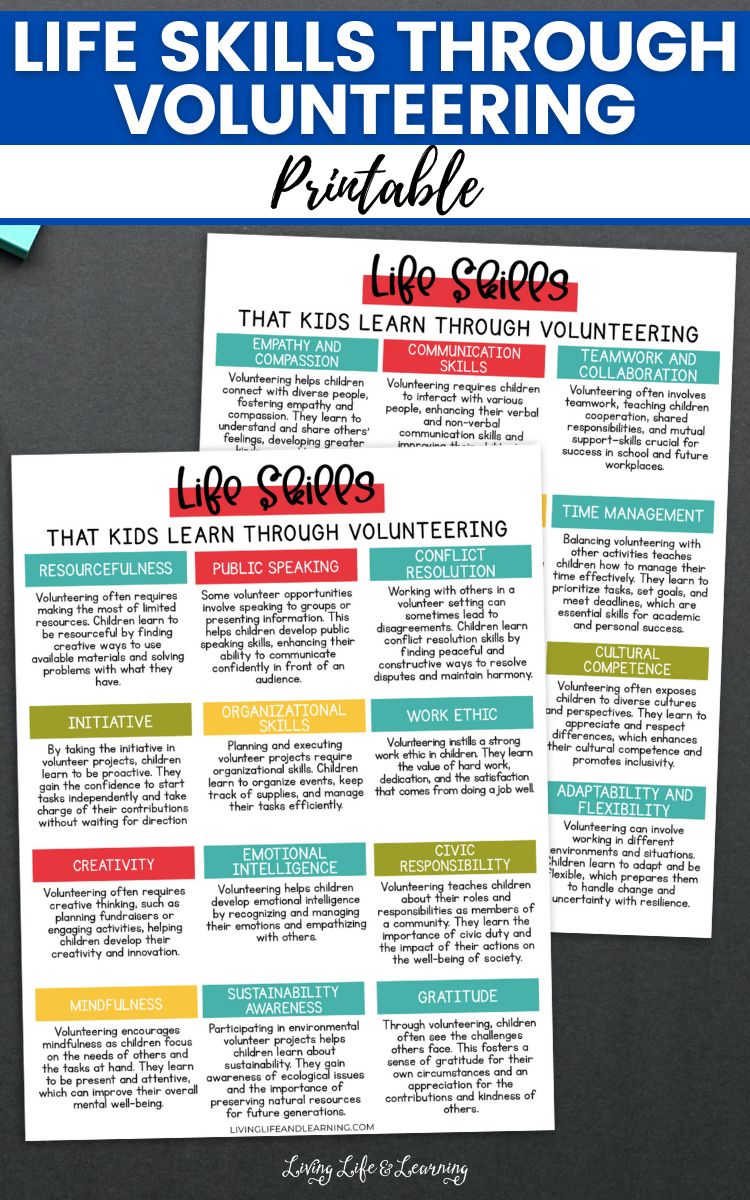 Building Life Skills Through Volunteering Printable | Free Homeschool ...