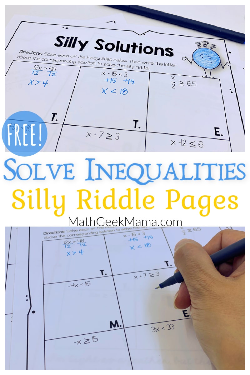 Solving Inequalities With Low-Prep Riddles Pages | Free Homeschool Deals
