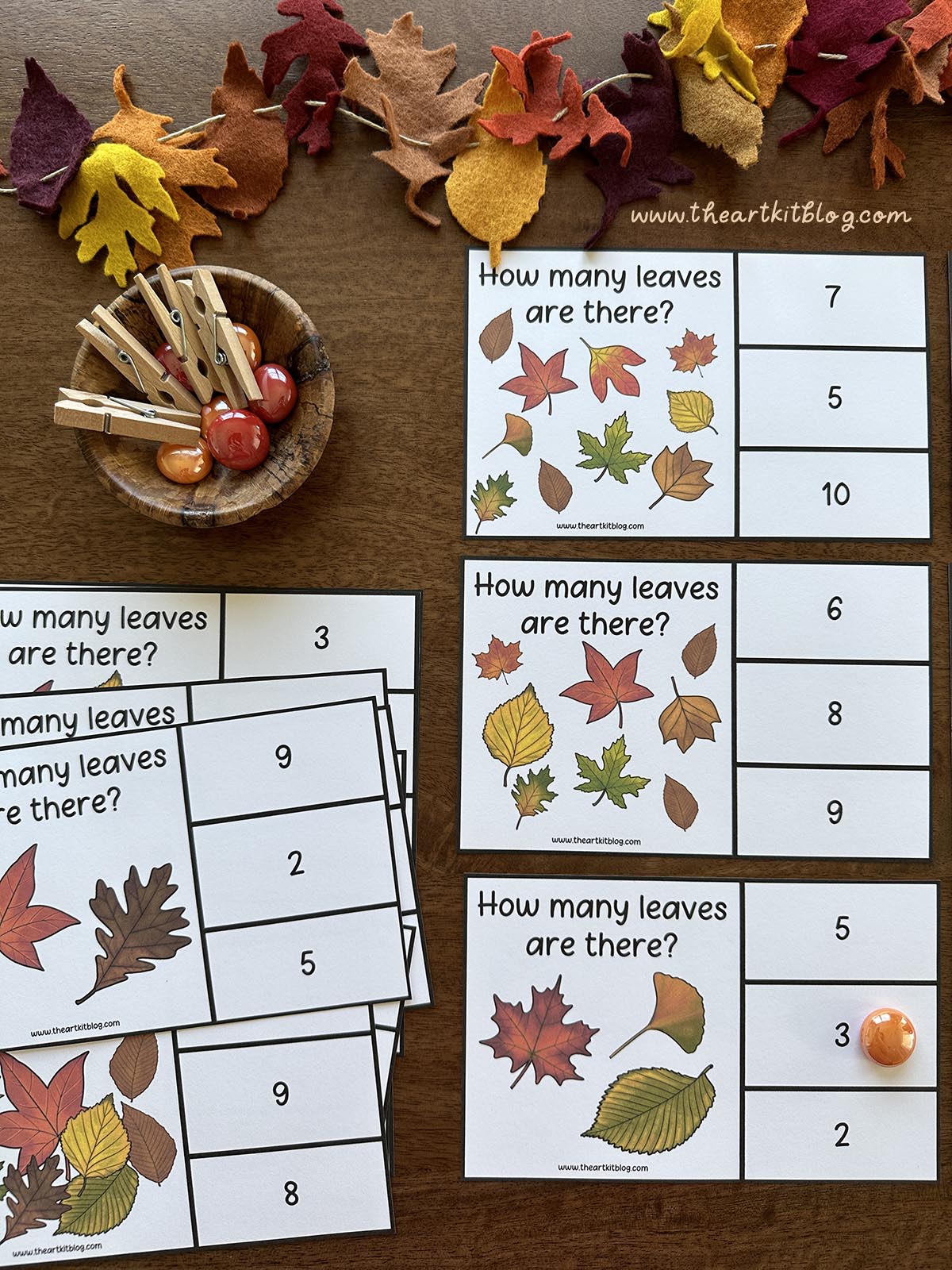 Autumn Leaves Clip Cards Counting Activity | Free Homeschool Deals
