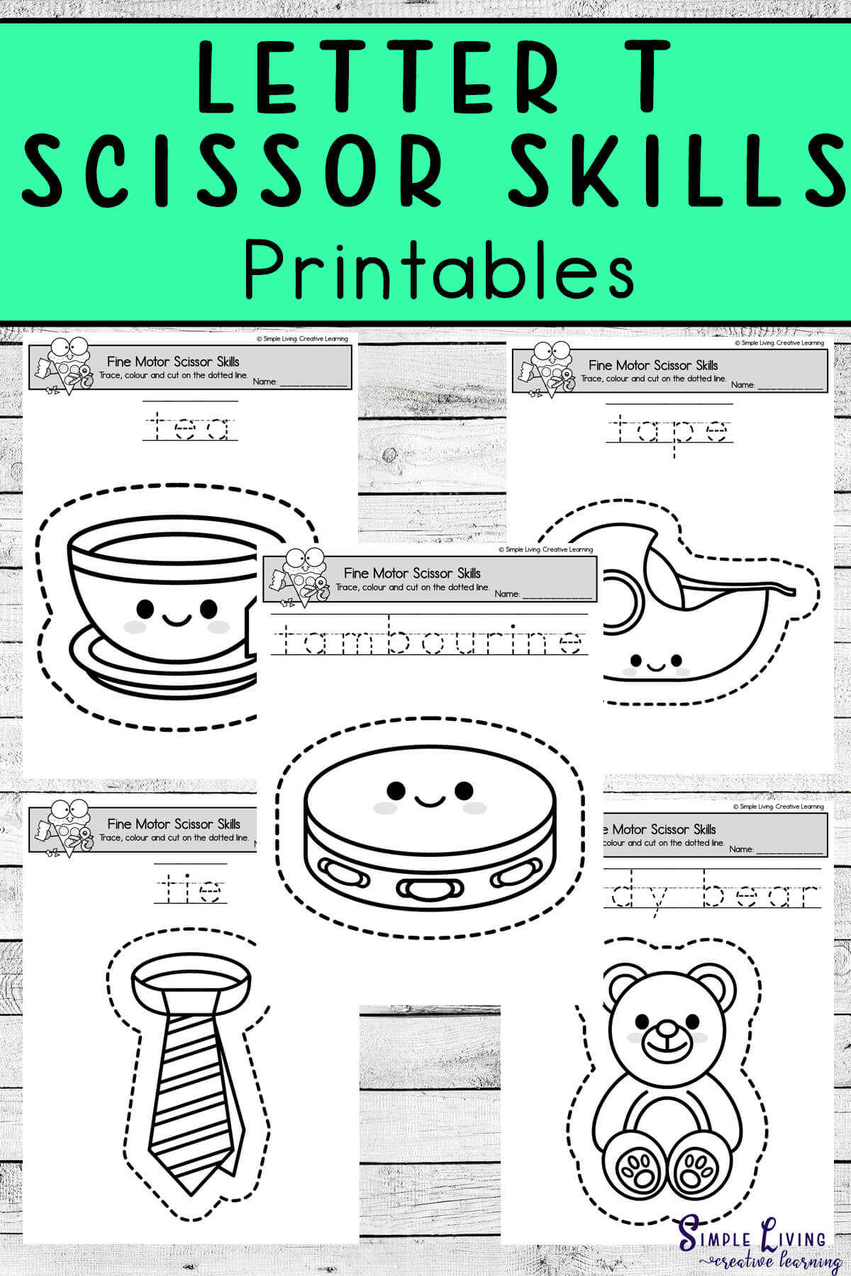 Letter T Cut & Trace Fine Motor Worksheets | Free Homeschool Deals