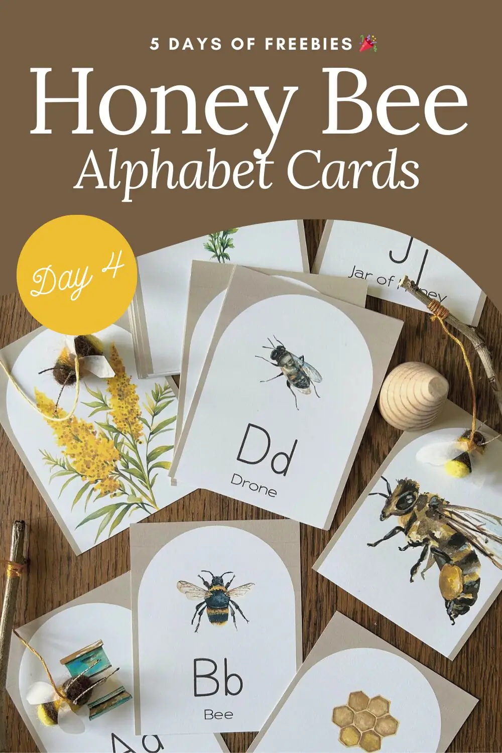 Nature Bee Alphabet Cards A-Z Set | Free Homeschool Deals