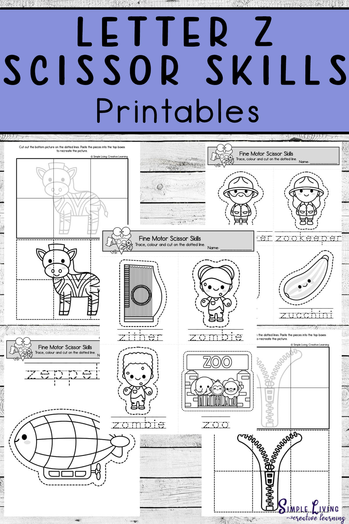 Letter Z Cutting and Tracing Skills Worksheets | Free Homeschool Deals