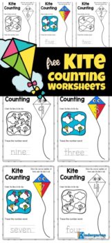 Kite Counting and Tracing Math Worksheets | Free Homeschool Deals